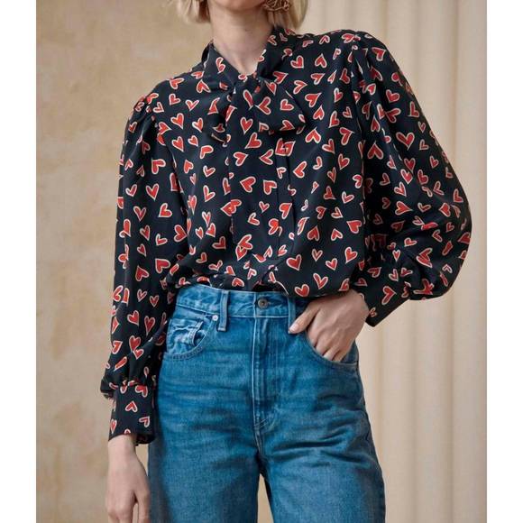 HUNTER BELL | Tops | New Hunter Bell Finley Blouse In Onyx Heart | Poshmark